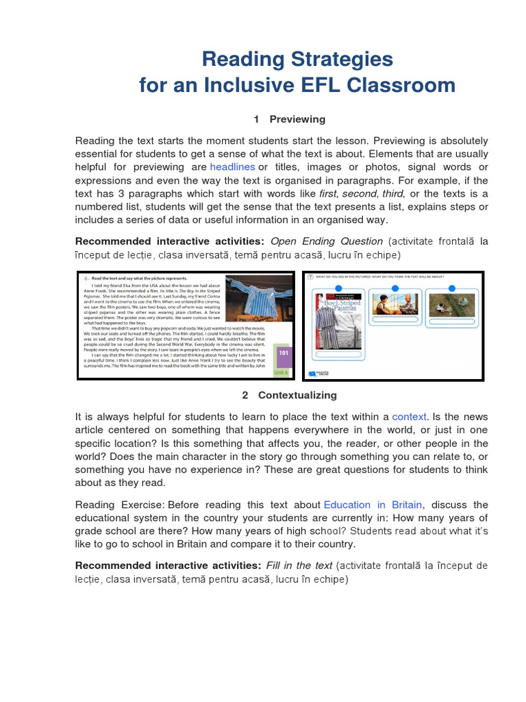 20 Reading Strategies For An Inclusive EFL Classroom | PDF | Speed ...