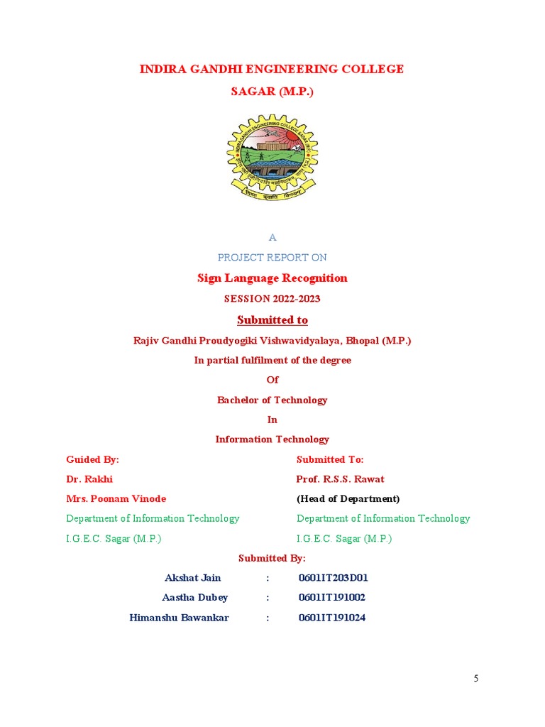 Major Project Report Template | PDF | American Sign Language | Sign Language