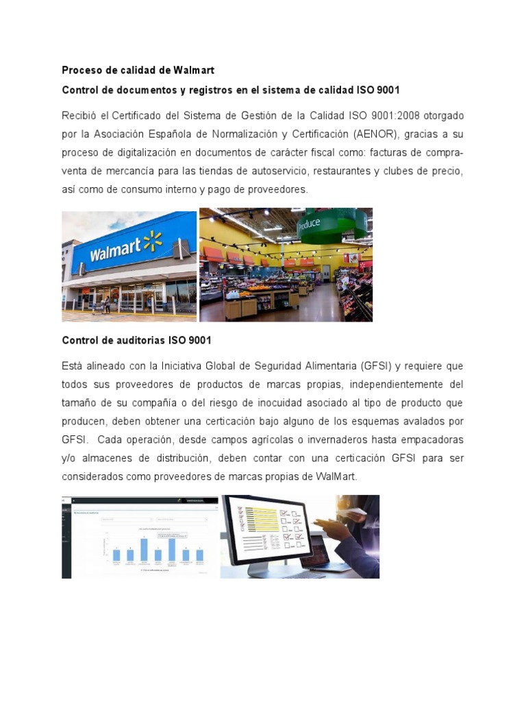 Proceso de Calidad de Walmart | PDF