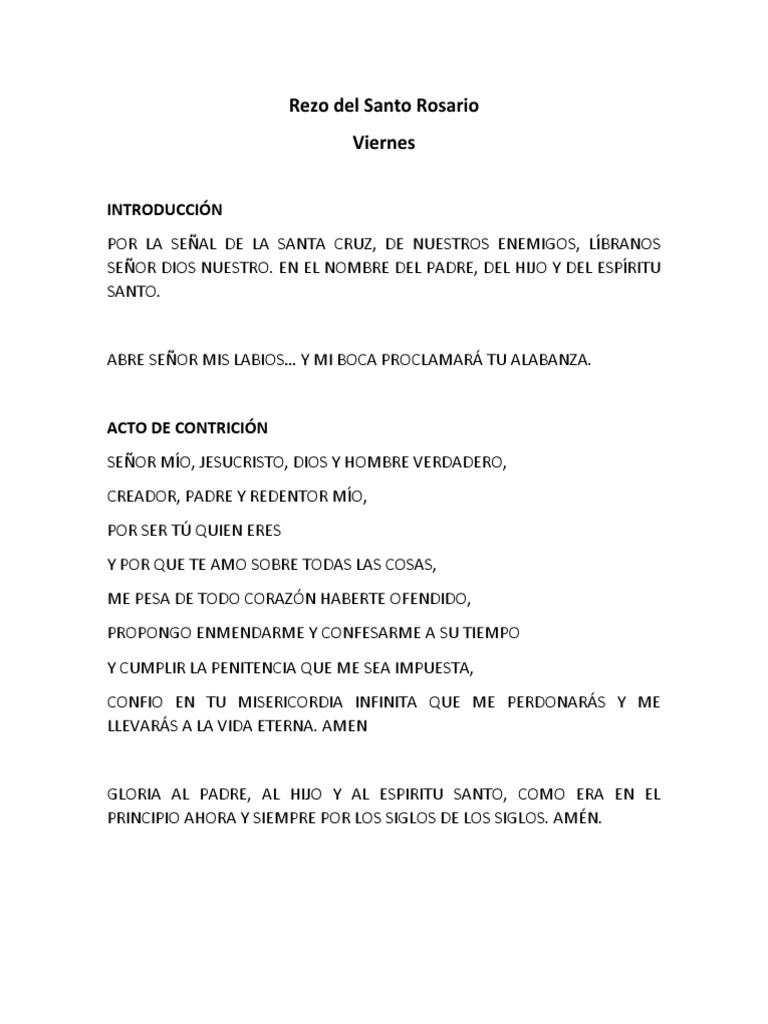 Rezo del Santo Rosario Completo | PDF | María, madre de Jesús | Cristo ...