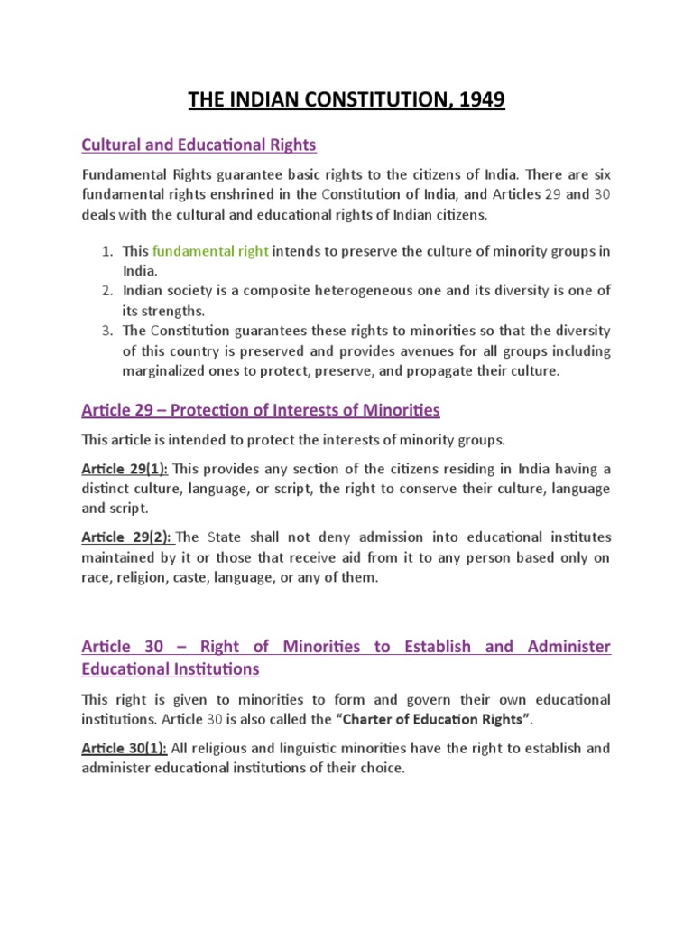The Indian Constitution (Art 29 To 51a) | PDF | Writ | Habeas Corpus