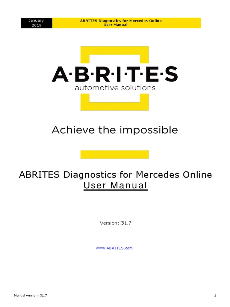 Abrites Diagnostics For Mercedes Online User Manual | PDF | Mercedes ...