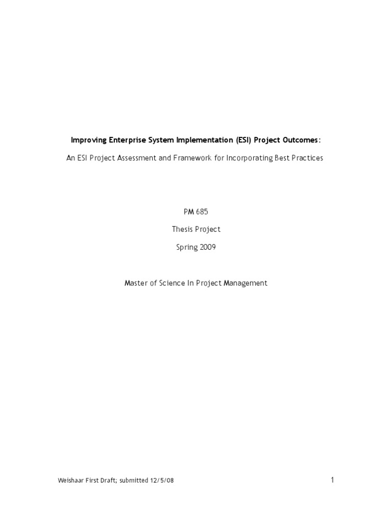 Improving Enterprise System Implementation Thesis | PDF | Business ...