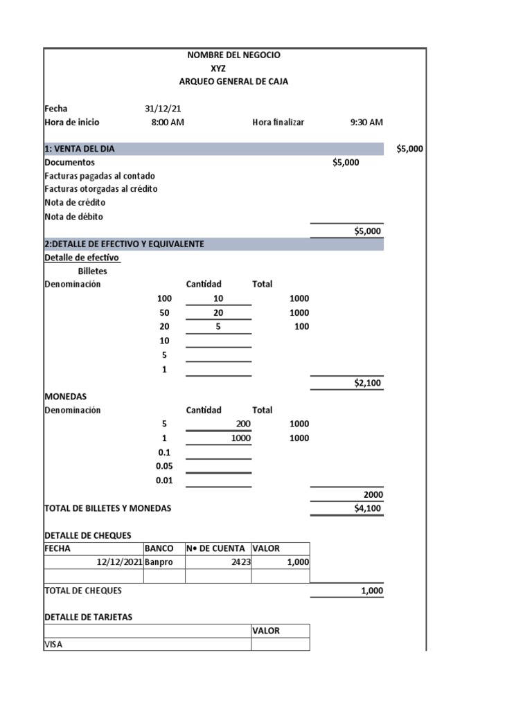 Arqueo de Caja ?general | PDF | Tarjeta de crédito | Economias