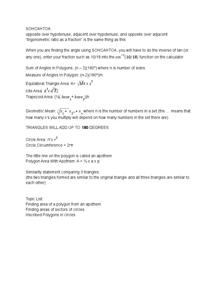 Semester 2 Final Geometry Notes | PDF