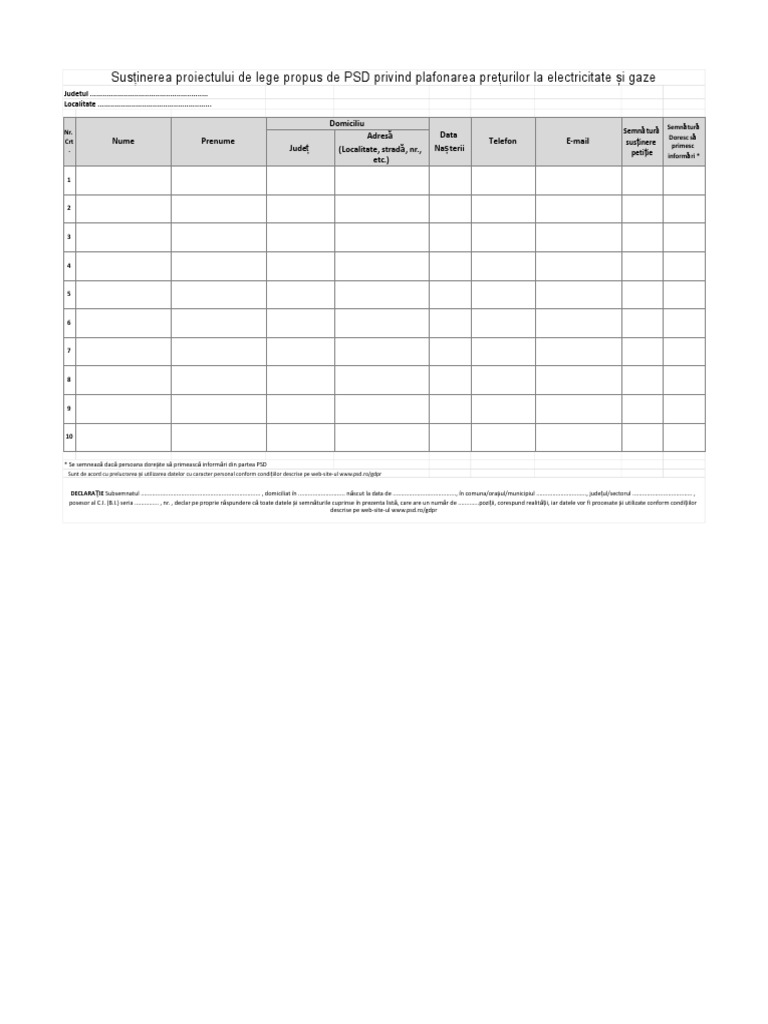 Tabel Strangere Semnaturi Petitie - FINAL | PDF