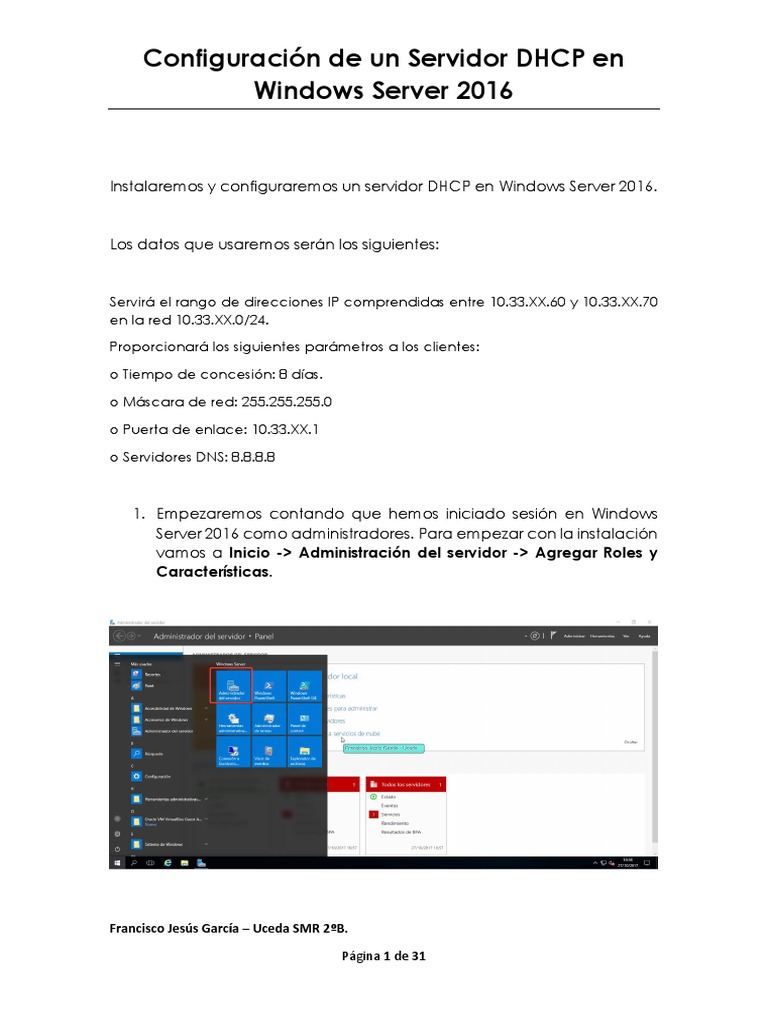 Instalar-Dhcp En-Linux-Y-Windows Francisco Jesc3bas Garcc3ada Uceda smr2b-1 | PDF | Dirección IP ...