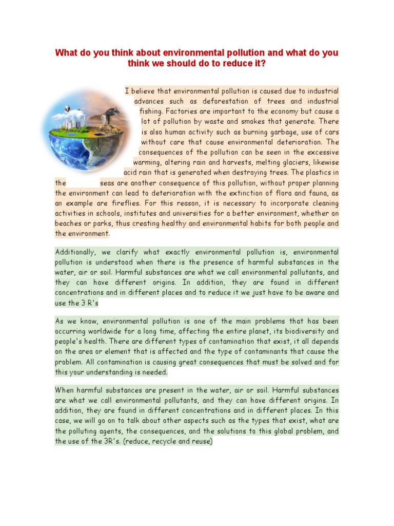 What Do You Think About Environmental Pollution | PDF | Pollution ...