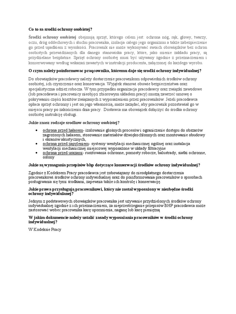 BHP Test Klasa 1 Dzial 1 | PDF