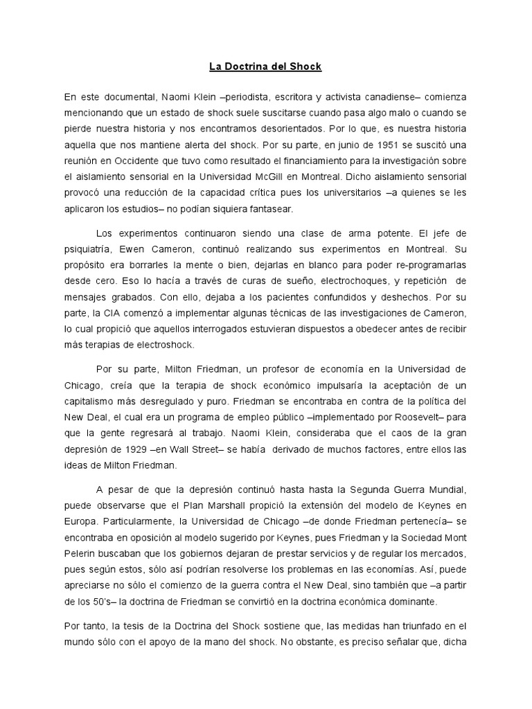 La Doctrina Del Shock | PDF