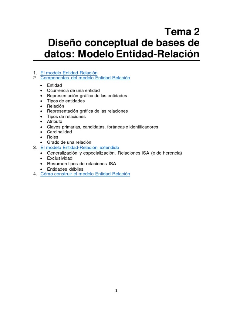 Tema 2 Modelo E-R | PDF