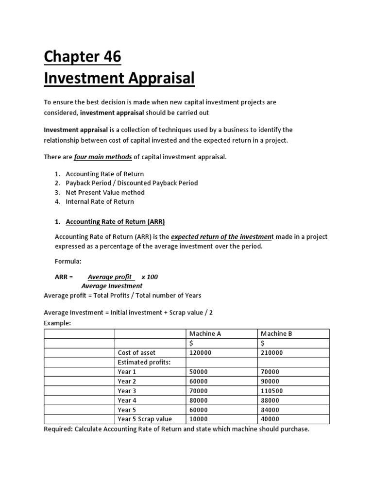 Investment Appraisal Techniques Explained | PDF | Net Present Value ...