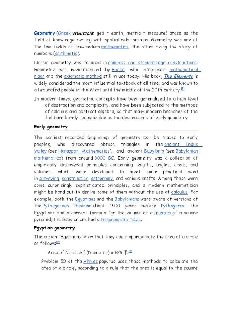 History of Geometry | PDF | Geometry | Pi