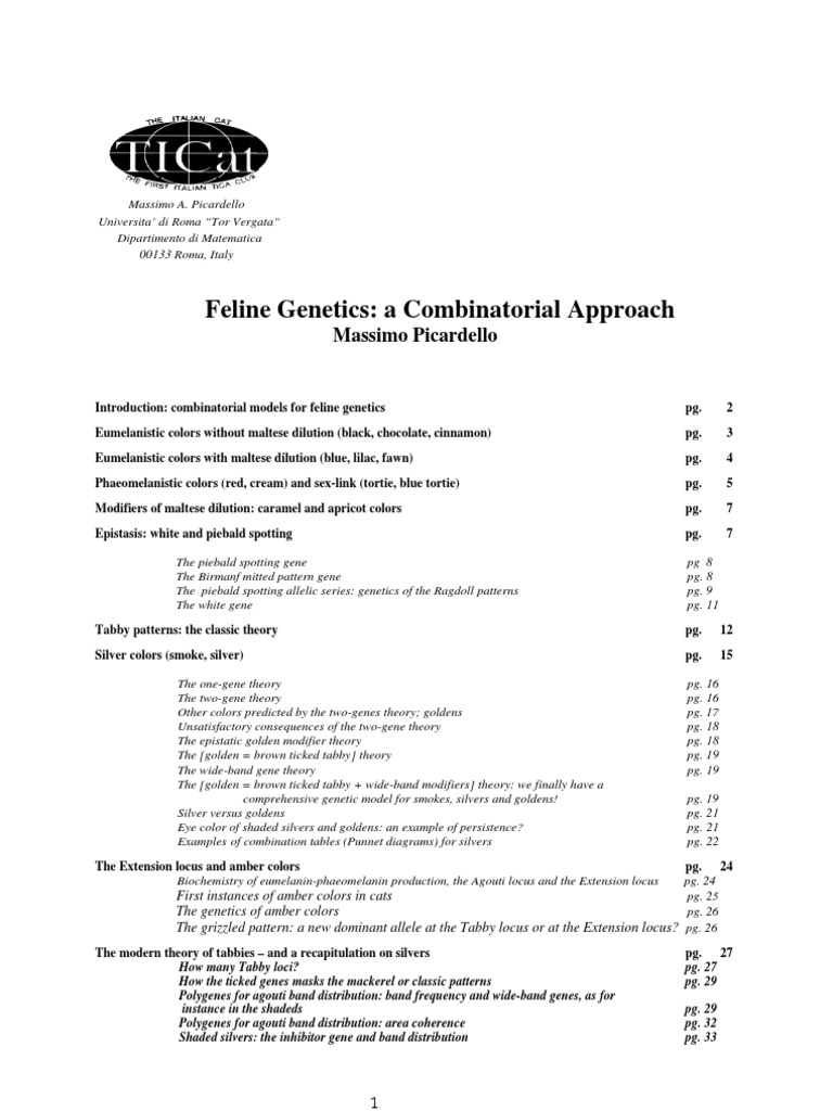 Feline Genetics Notes | PDF | Dominance (Genetics) | Zygosity
