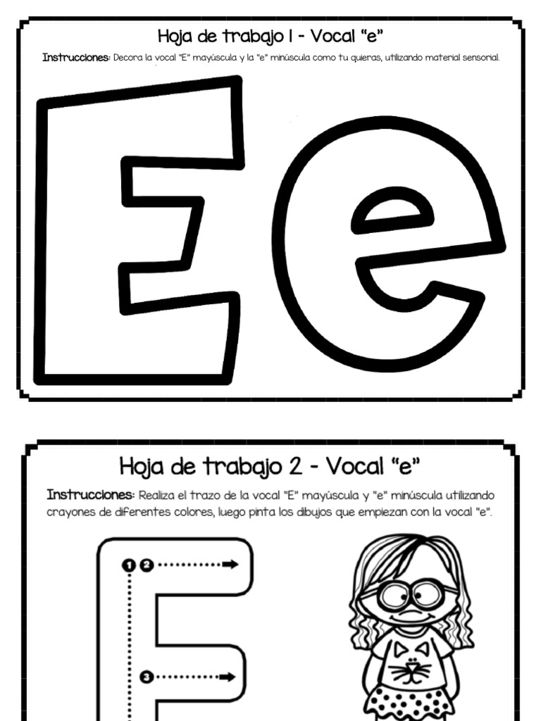 Hojas de Trabajo - Semanal - Vocal E | PDF