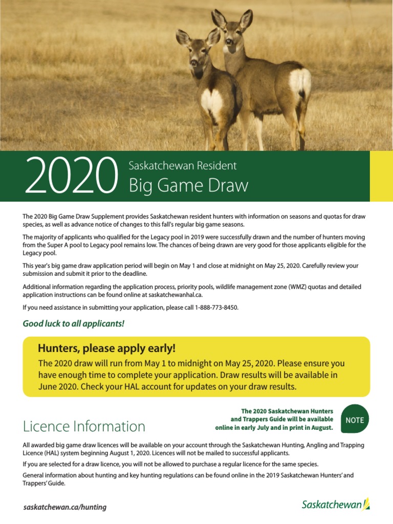 2020 Big Game Draw Supplement | PDF | Hunting | Moose