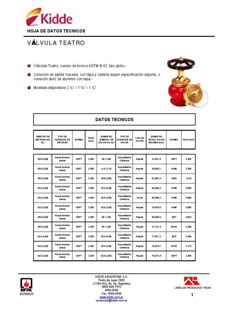 Valvula Teatro Contraincendio KIDDE | PDF