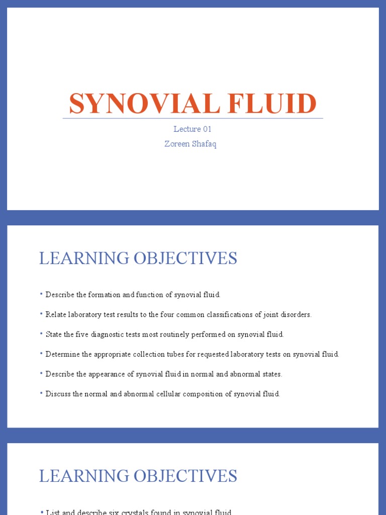 Synovial Fluid | PDF | Medical Specialties | Clinical Medicine