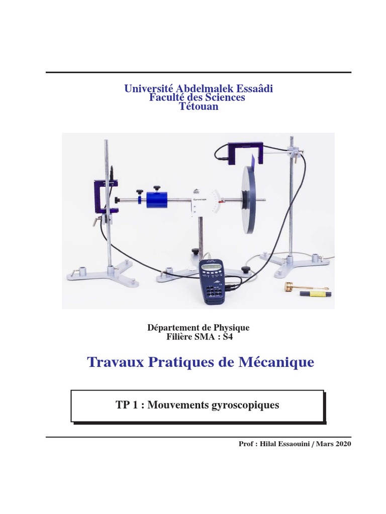 Travaux Pratiques de M Ecanique: Universit e Abdelmalek Essa Adi Facult e Des Sciences T Etouan ...