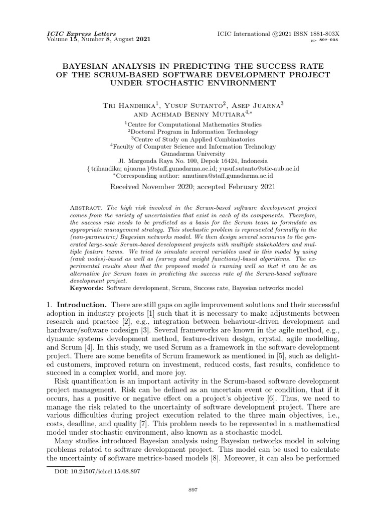 Bayesian Analysis in Predicting The Success Rate | PDF | Scrum (Software Development) | Computing