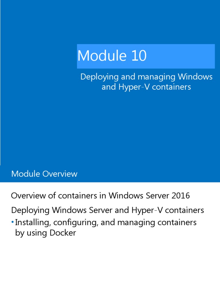 Deploying and Managing Windows and Hyper-V Containers | PDF | Hyper V ...