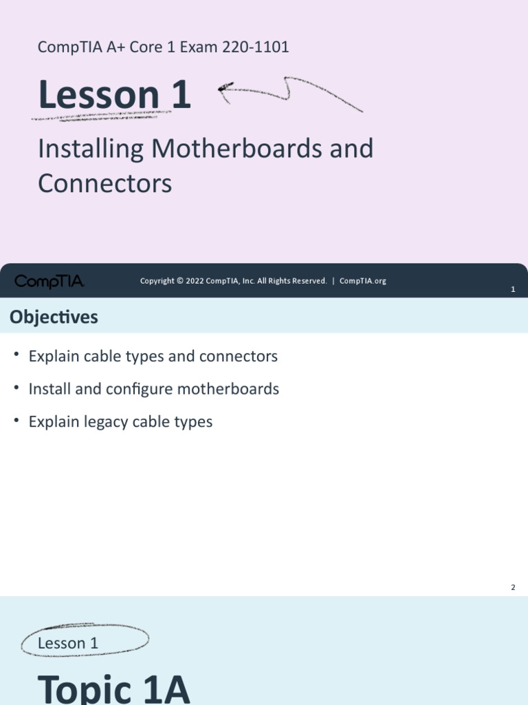 Lesson 1: Installing Motherboards and Connectors | PDF