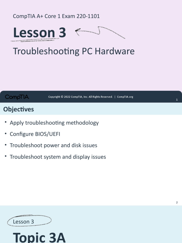 Lesson 3: Troubleshooting PC Hardware | PDF
