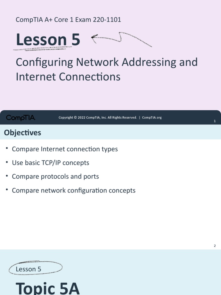 Lesson 5: Configuring Network Addressing and Internet Connections | PDF | Ip Address | I Pv6
