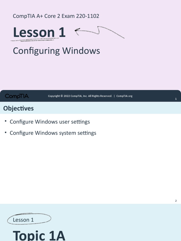 Lesson 1: Configuring Windows | PDF | Microsoft Windows | Screenshot