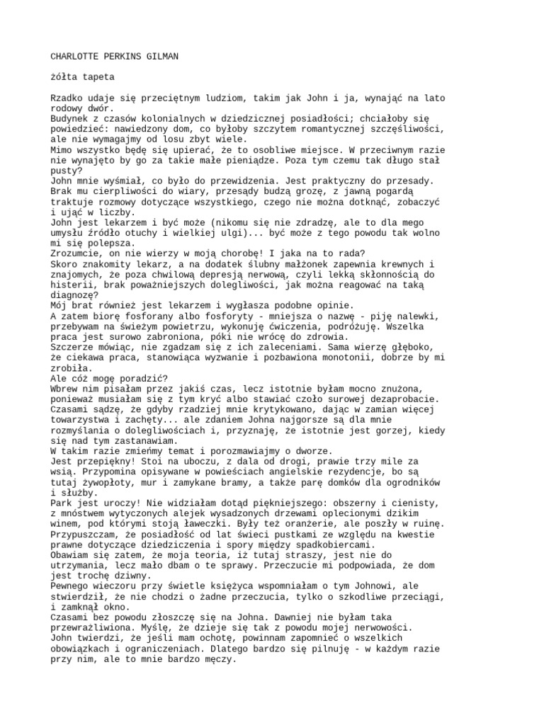 Gilman Charlotte Zolta Tapeta | PDF