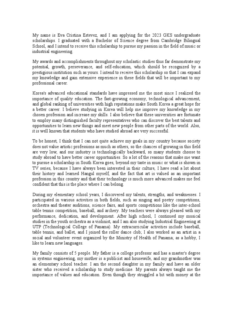 Personal Statement | PDF | International Student