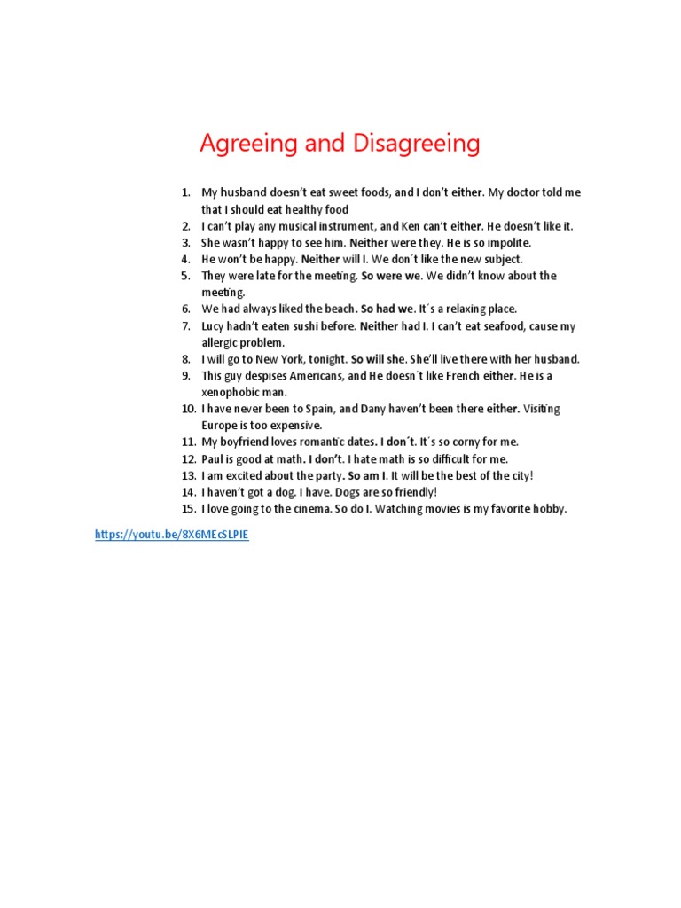 Agreeing and Disagreeing | PDF