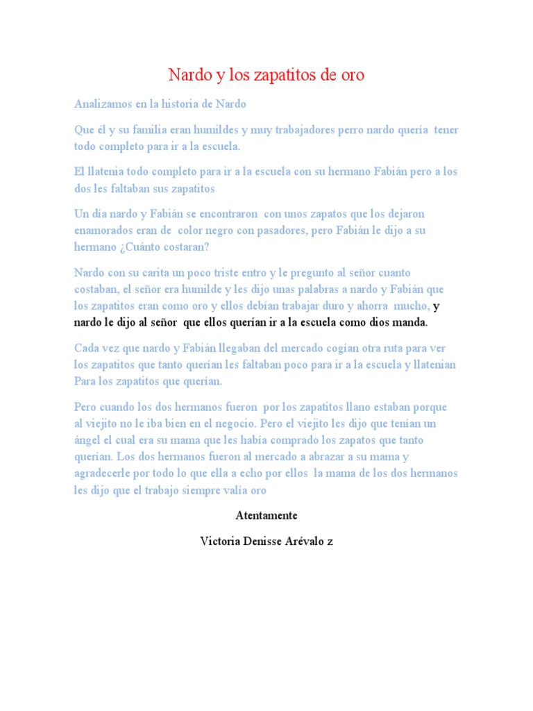 Nardo y Los Zapatitos de Oro | PDF