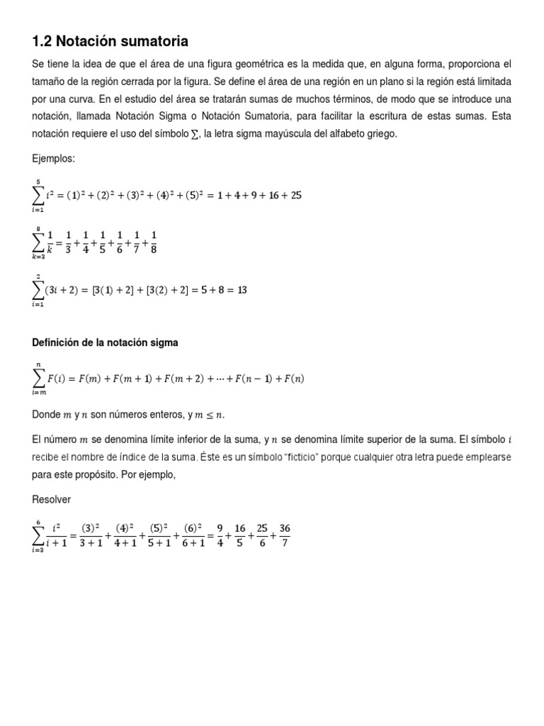 1.2 Notación Sumatoria | PDF | Suma | Notación
