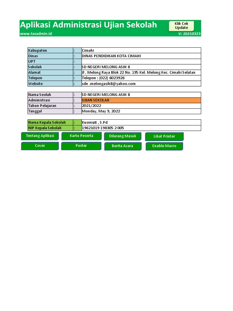 Administrasi Ujian 2022 MELAS8 | PDF