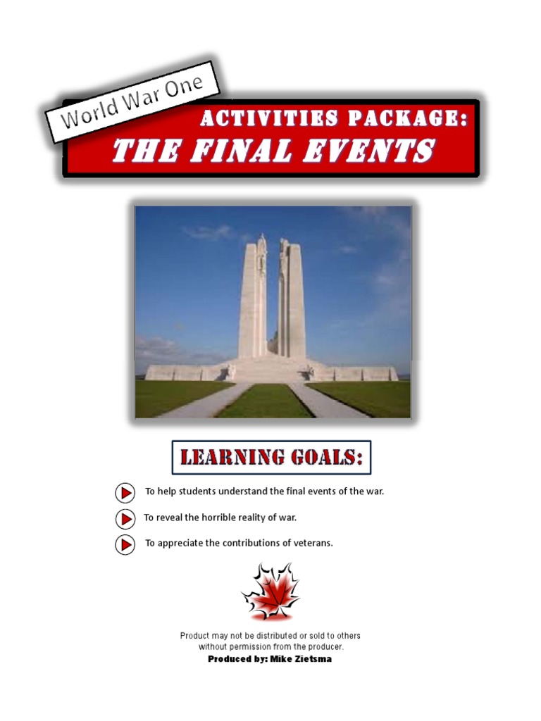 Final Events of World War I Activity Guide | PDF | World War I | Treaty ...