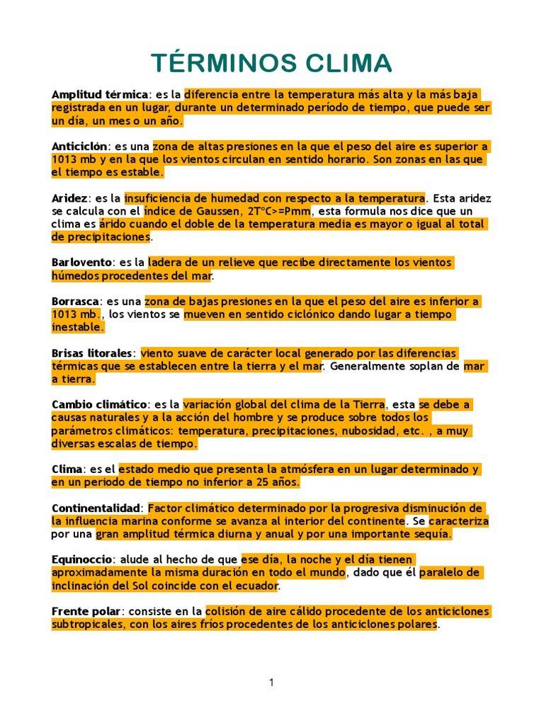 Terminos Clima | PDF | Clima | Herida
