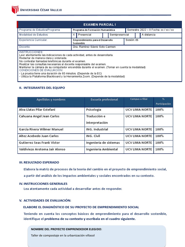 Examen Parcial: Emprendimiento Sostenible | PDF | Iniciativa ...