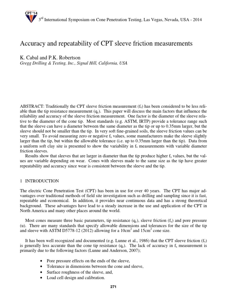 Sleeve Friction Measurement in CPT | PDF | Technology & Engineering