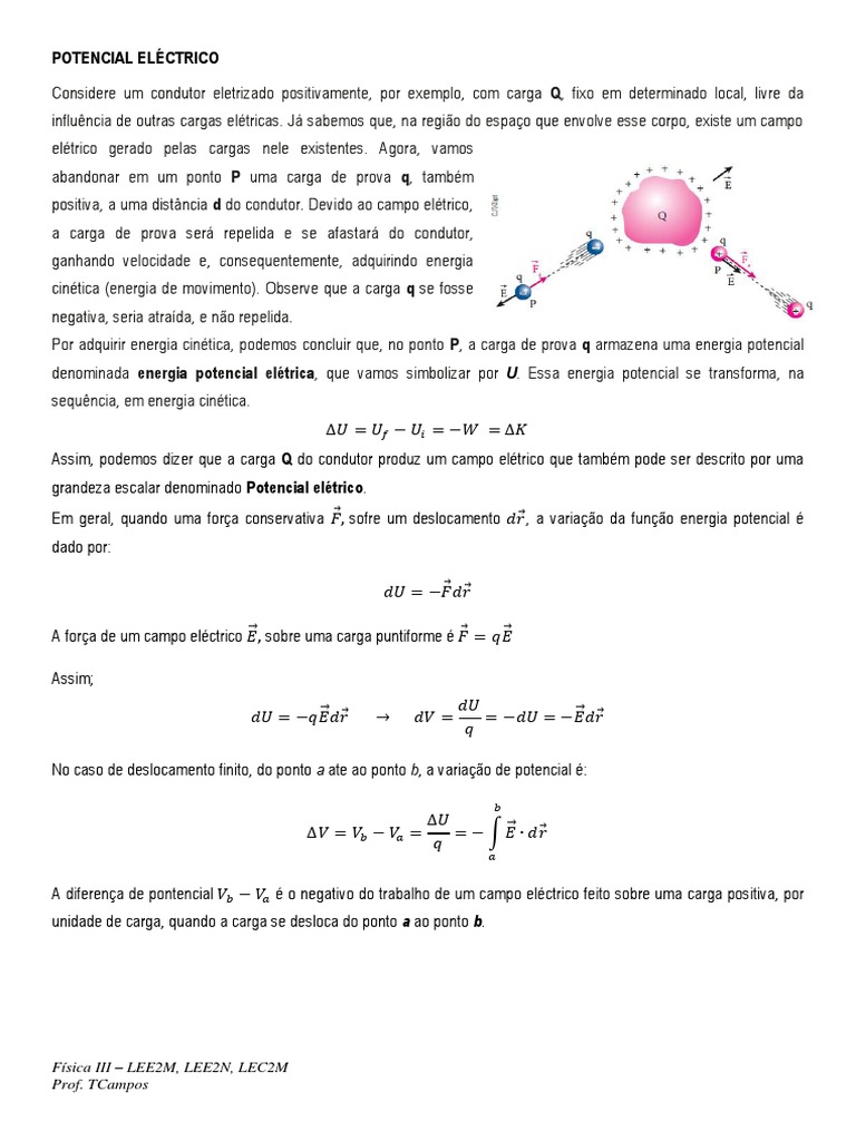 O CÁLCULO DO POTENCIAL ELÉTRICO E DO CAMPO ELÉTRICO PRODUZIDOS POR ...