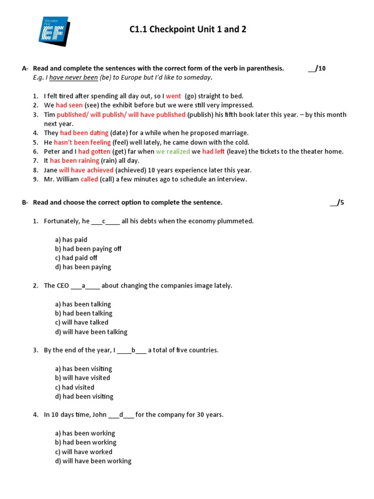 C1.1 Checkpoint Unit 1-2 Answer Key | PDF