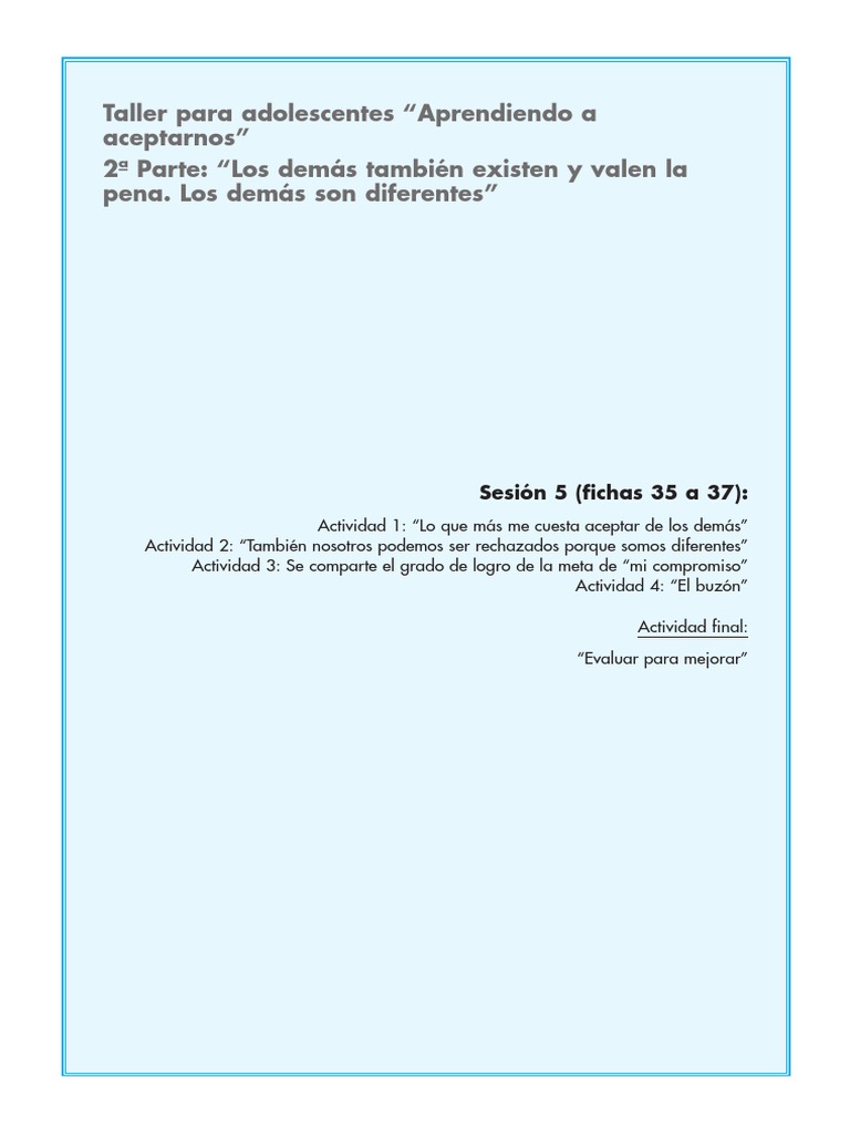 Actividades de Autoconocimiento Adolescente | PDF | Crecimiento ...