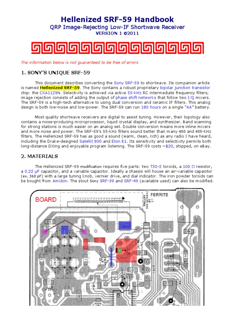 Hellenized SRF59 Handbook | PDF | Capacitor | Antenna (Radio)