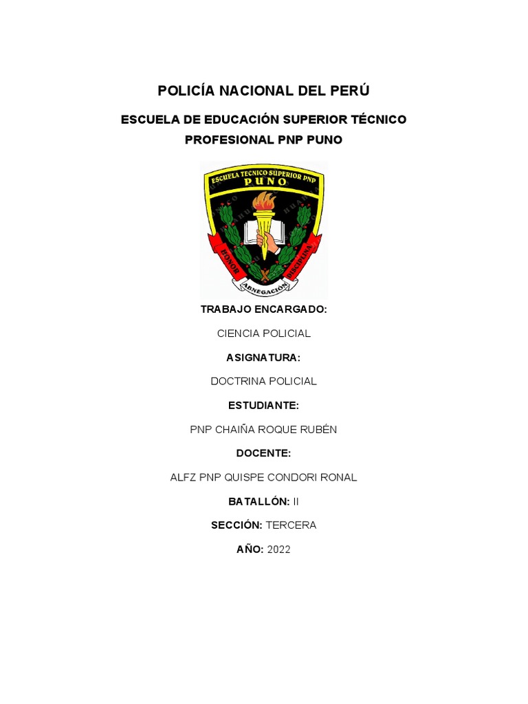 Policía Nacional Del Perú: Escuela de Educación Superior Técnico Profesional PNP Puno | PDF ...