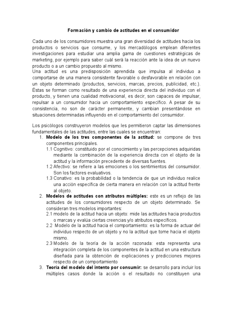 Formacion y Cambio de Actitudes en El Consumidor Compress | Descargar gratis PDF | Actitud ...