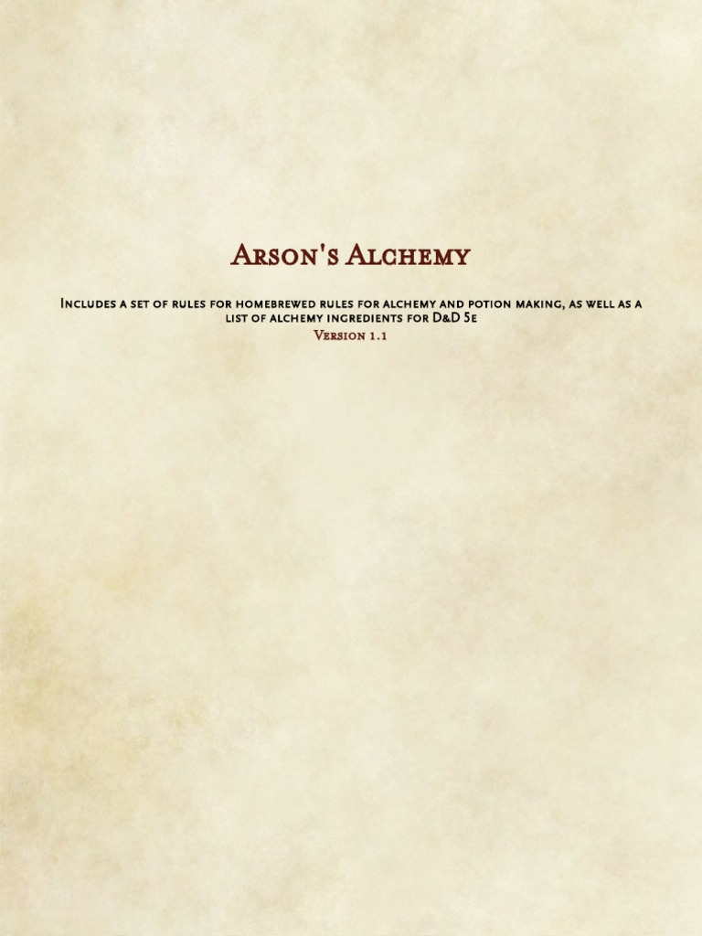 D&D 5e Alchemy - The Homebrewery | PDF | Skin | Gunpowder