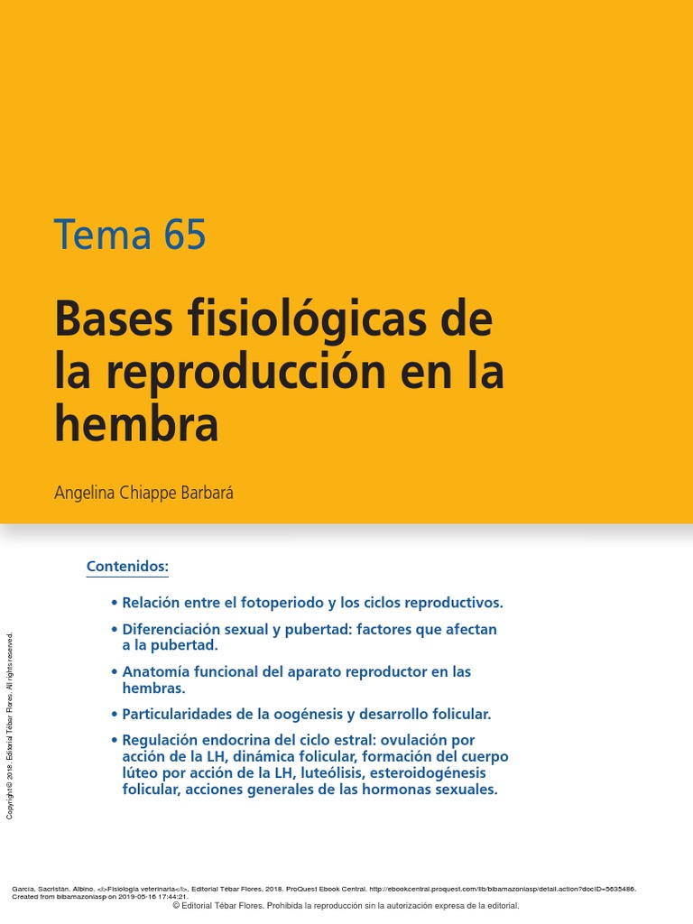 Fisiología Veterinaria - (Tema 65) | PDF | Hormona luteinizante | Sistema reproductivo