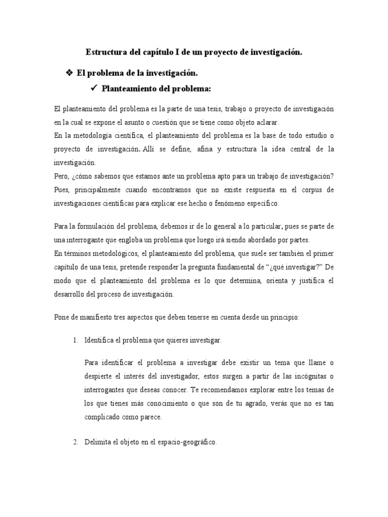 Estructura Del Capítulo I de Un Proyecto de Investigación | PDF | Conocimiento
