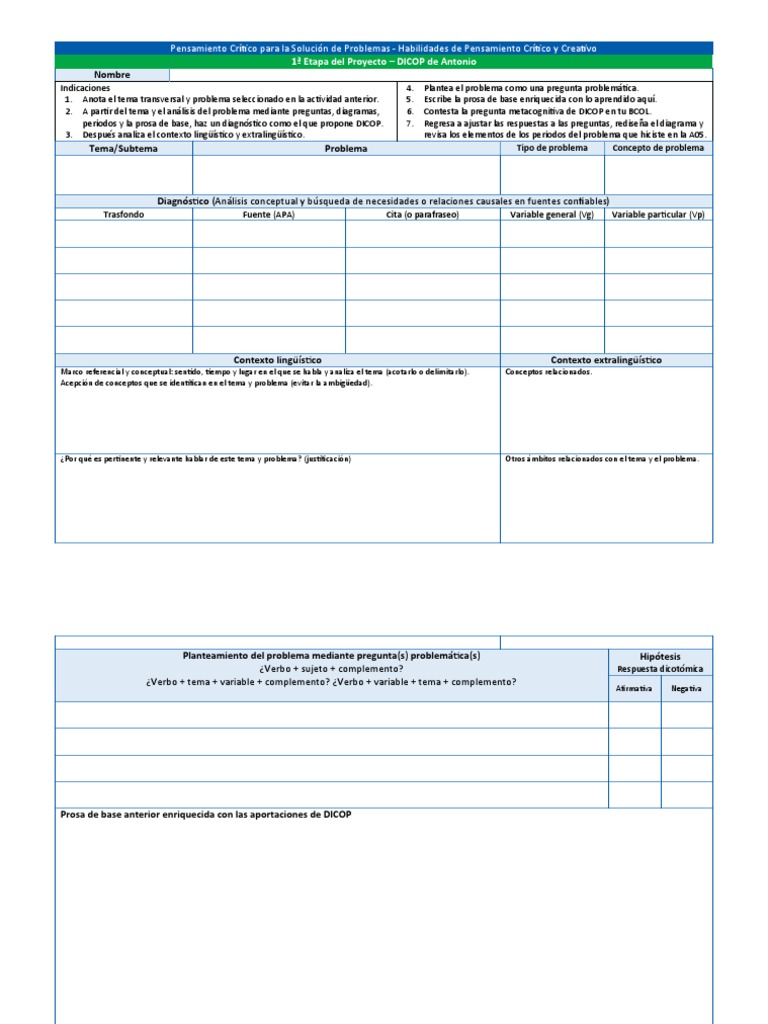 Andamiaje DICOP | PDF | Pensamiento | Pensamiento crítico