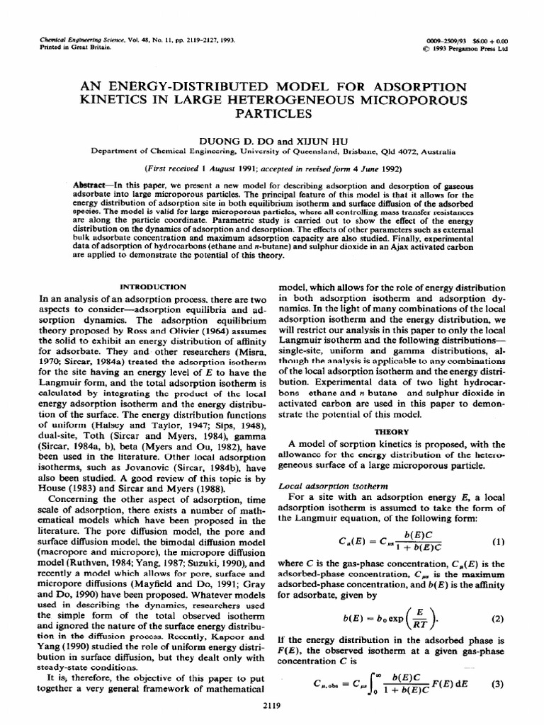 An Energy-Distributed Model FOR Adsorption Kinetics in Large ...